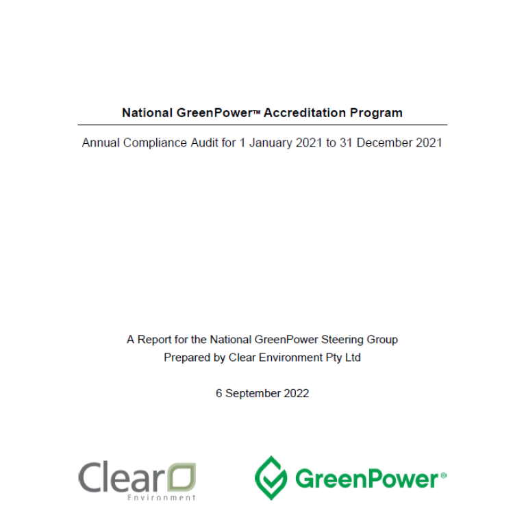 Annual Audit Report 2021 Cover | GreenPower
